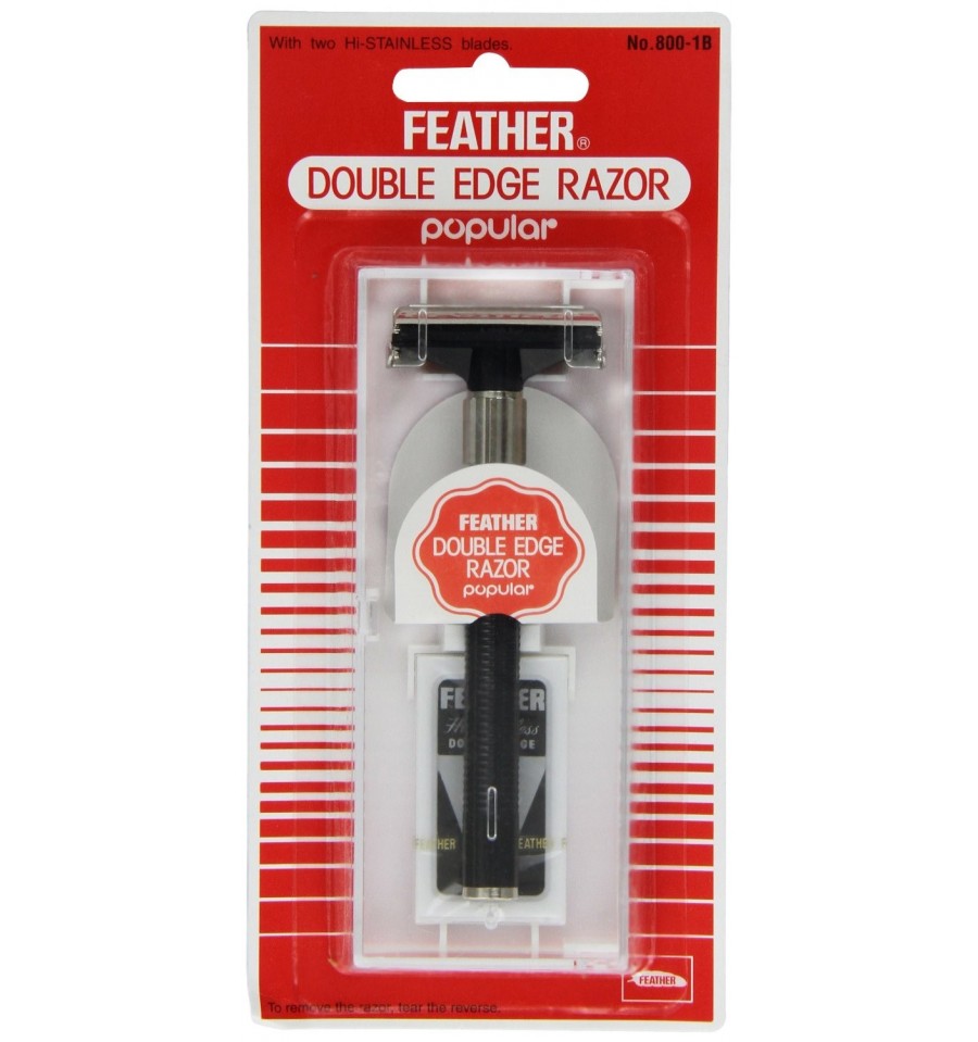 FEATHER DOUBLE EDGE RAZOR WITH PACKET OF 2 BLADES